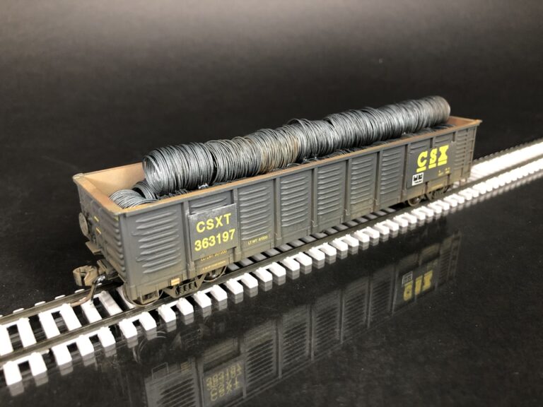 ExactRail HO scale gondola with new steel coiled wire -Protoloads