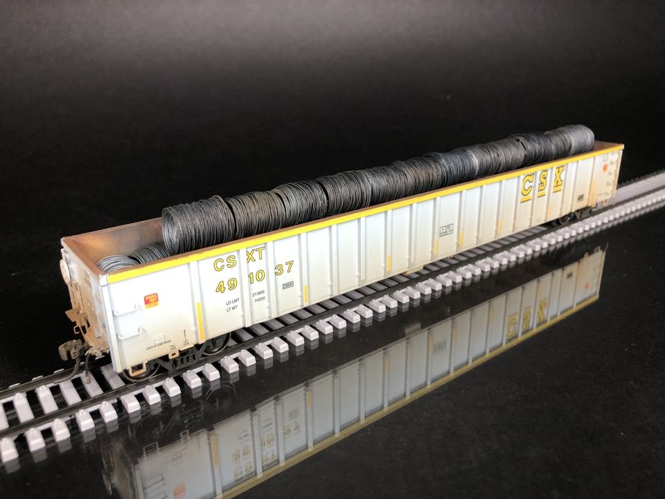 ExactRail HO scale gondola with new steel coiled wire -Protoloads